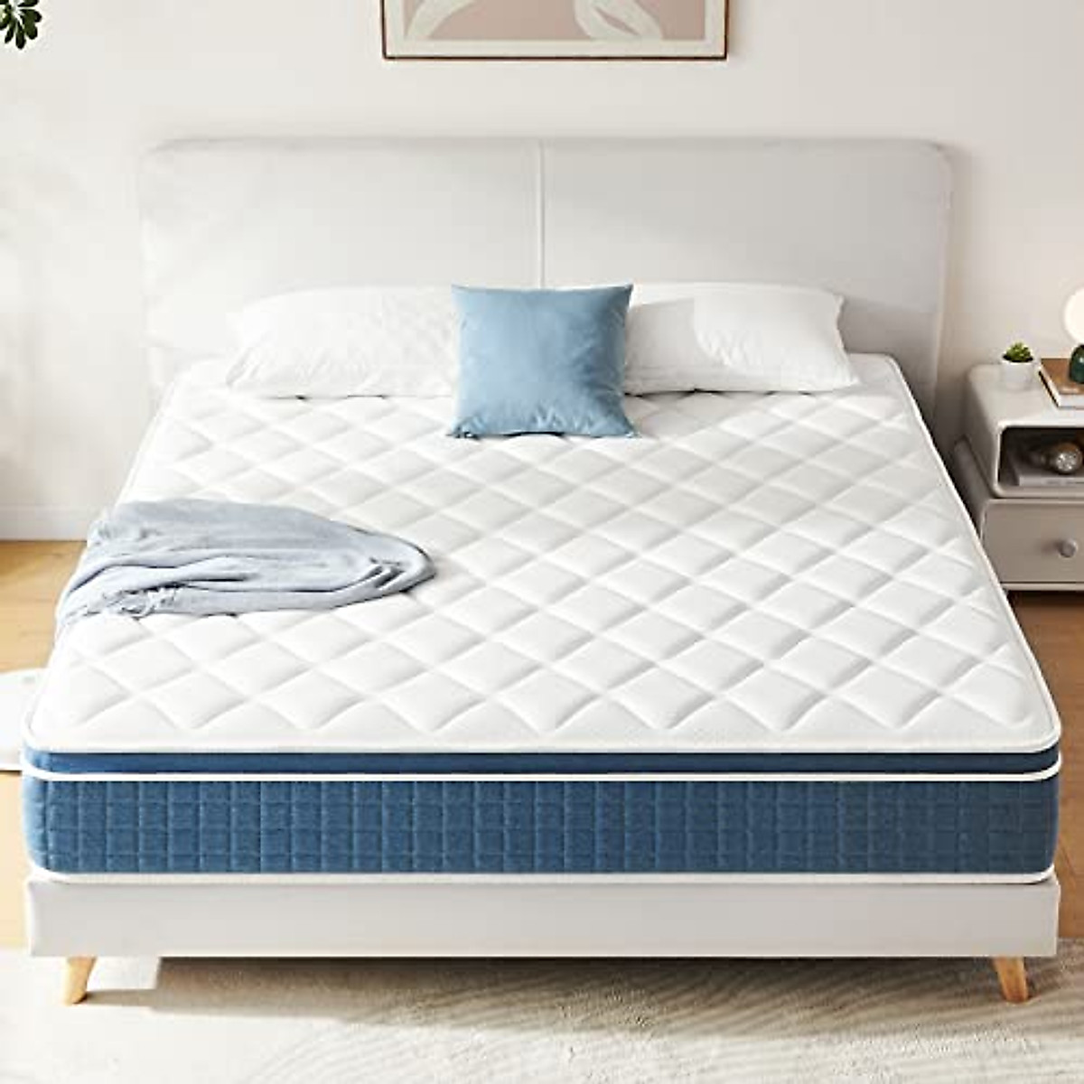 Jingxun 12 Inch Hybrid Gel Memory Foam Mattress, Motion Isolation Pocket Coils, Pressure Relief, Cooling, Back Pain Relief, Full Size