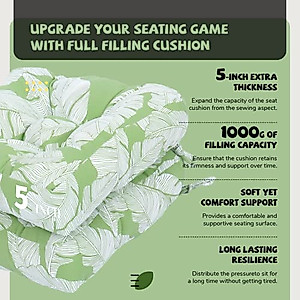 RACLVAY Outdoor Chair Cushions, Outdoor Cushions 19x19 inch, Patio Chair Cushions Seat Pads, Indoor Full-Length Ties for Non-Slip Support, Plump Filling, Premium Thick Fiber, Set of 2, Green