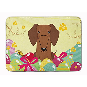 Caroline's Treasures BB6130RUG Easter Eggs Dachshund Red Brown Bath Mat Machine Washable Anti-Fatigue Memory Foam Kitchen Rug, 19 X 27, Multicolor