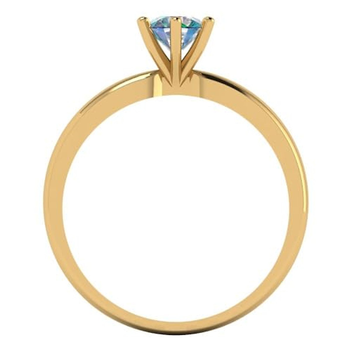 Clara Pucci 0.50 ct Round Cut Solitaire Stunning Blue Moissanite Bridal Designer Anniversary Engagement Ring in 14k yellow Gold SZ 11