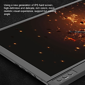 Touchscreen Monitor, HDR Technology Split Screen Processing Dual Speakers Portable Monitor HD 15.6in Screen with Leather Case for Laptop PC Phone(Black)