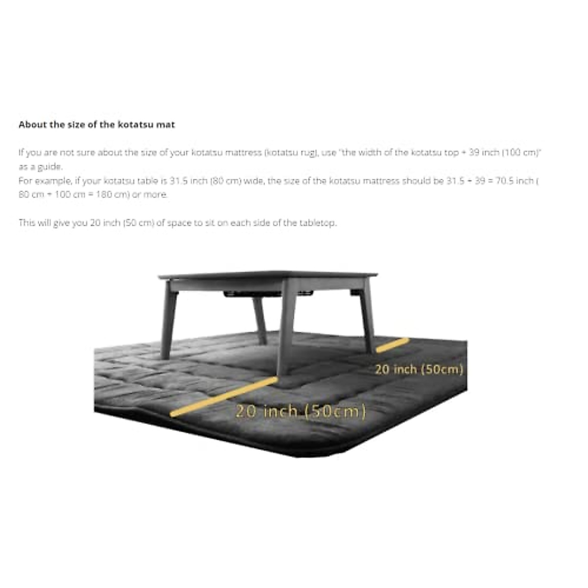 Kotstsu Mattress Rug Under Kotatsu Table shikibuton Made in Japan Warm Mattress 74.8" x 51.1" Modelno Navy