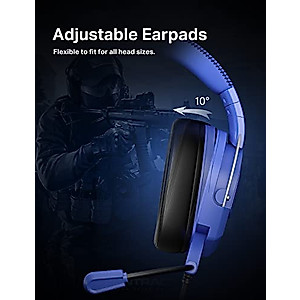 ZIUMIER Z88 Gaming Headset with Microphone, Wired Gaming Headphones Compatible for PC, PS4, PS5, Xbox One, Xbox Series X & S, Switch, 3.5 mm Audio Jack, Noise Cancelling Mic & RGB Light (Blue)