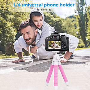 UBeesize Tripod A Pink Phone Tripod, Portable and Flexible Tripod with Wireless Remote and Clip, Cell Phone Tripod Stand for Video Recording (Pink)