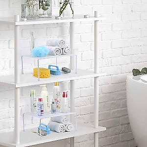 Set of 2 Mesh Kitchen Shelves Cabinet Storage Shelf Rack (13.1 x 10.2 Inch) ，Kitchen Bathroom Pantry Cupboard Desk Home Office, Fridge, Cabinet, Bathroom Cupboard, Non-Slip Plastic Feet (2, White)