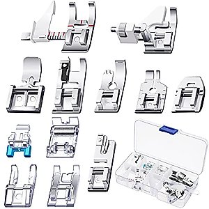 12 Pieces Sewing Machine Presser Foot Set Sewing Machine Spare Parts Accessories Multifunctional Sewing Foot Presser for Most Sewing Machines
