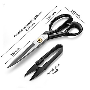 Potamish Dressmaking Scissors (8'', White) - Dressmaker Fabric Sewing Shears - Tailor's Scissors for Cutting Fabric, Leather PM-001-R8-W