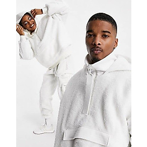 ADIDAS ORIGINALS X IVY PARK UNISEX SHERPA 1/2 ZIP LAYERED JACKET - CORE WHITE, SMALL