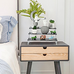 2 Packs Tiered Display Stand For Craft Shows Display Racks Acrylic Risers Black Display Shelves Vendors Cardboard Organizer Table For Products Collection Dessert Perfume Cologne Display(3 Tiers)