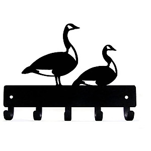 The Metal Peddler Canadian Geese Key Rack Holder - Small 6 inch wide - Made in USA; Wall Mount