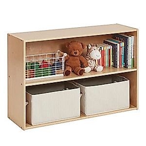 ECR4Kids Streamline 2-Shelf Storage Cabinet, 24in, Kid's Bookshelf, Natural