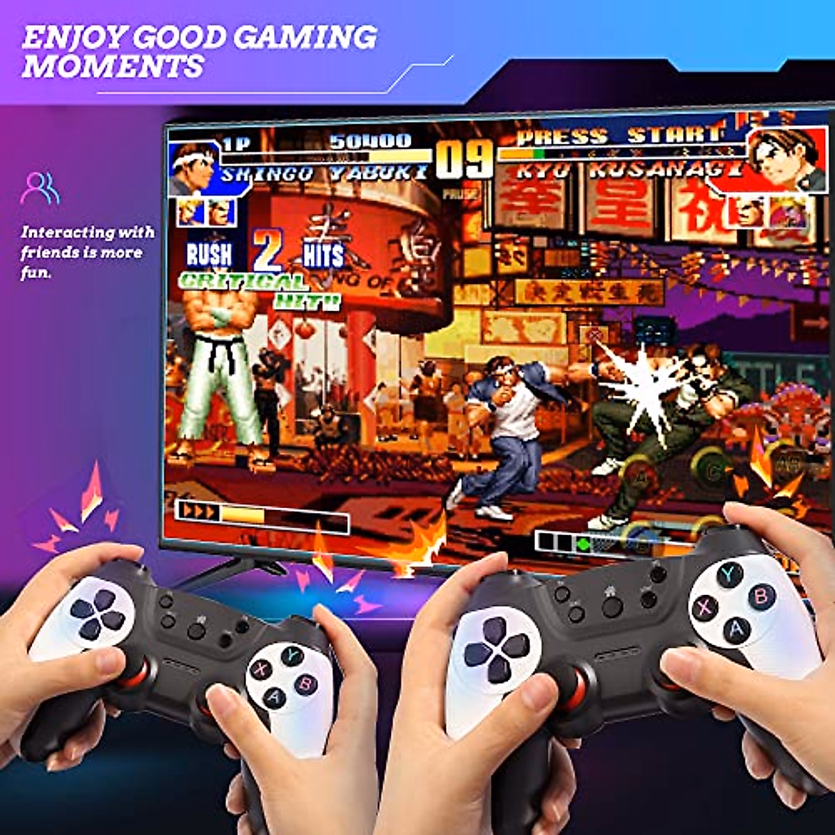 Wireless Retro Game Console, Equipped with 64G TF Card Plug and Play, Nostalgia Game Stick 4K 20000+ Games Built-in, 9 Classic Emulators, with Dual 2.4G Upgraded Wireless Controllers, White