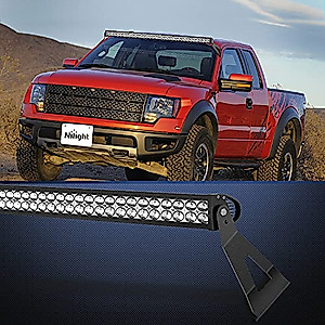Nilight 2PCS 52 inch Curved LED Light Bar Bracket at Upper Windshield Roof Cab for 2004-2018 Ford F150 & SVT Raptor