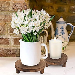 JKLIND 3PCS Wooden Display Riser for Display,Round Display Stand,Wood Riser Pedestal Stand for Home Decor and Organizer(Rustic Brown,8/6/5'')