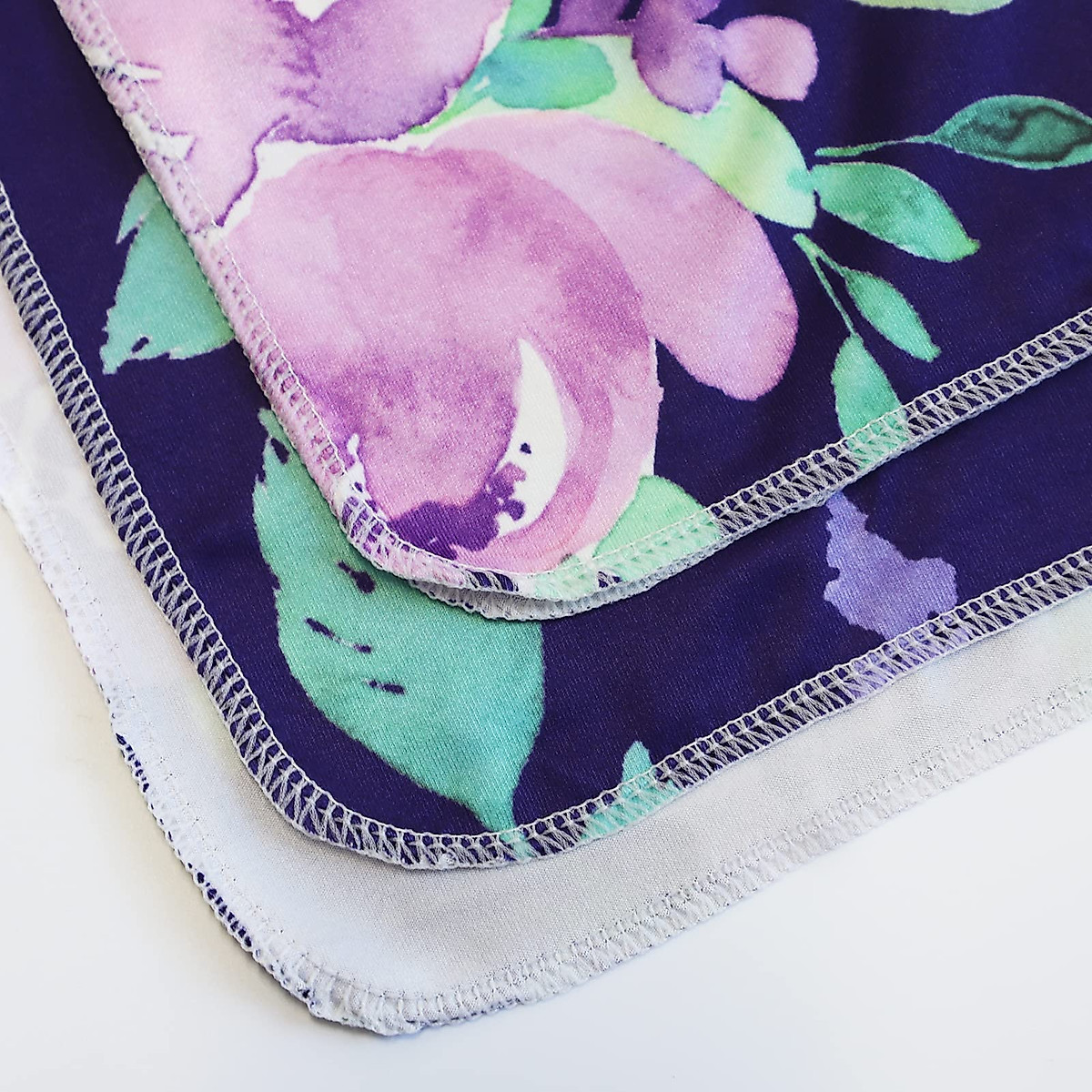 Newborn Swaddle Blanket with Beanie Set,Soft Stretchy Blanket for 0-3 Months Baby Boys and Girls(Purple Flower)