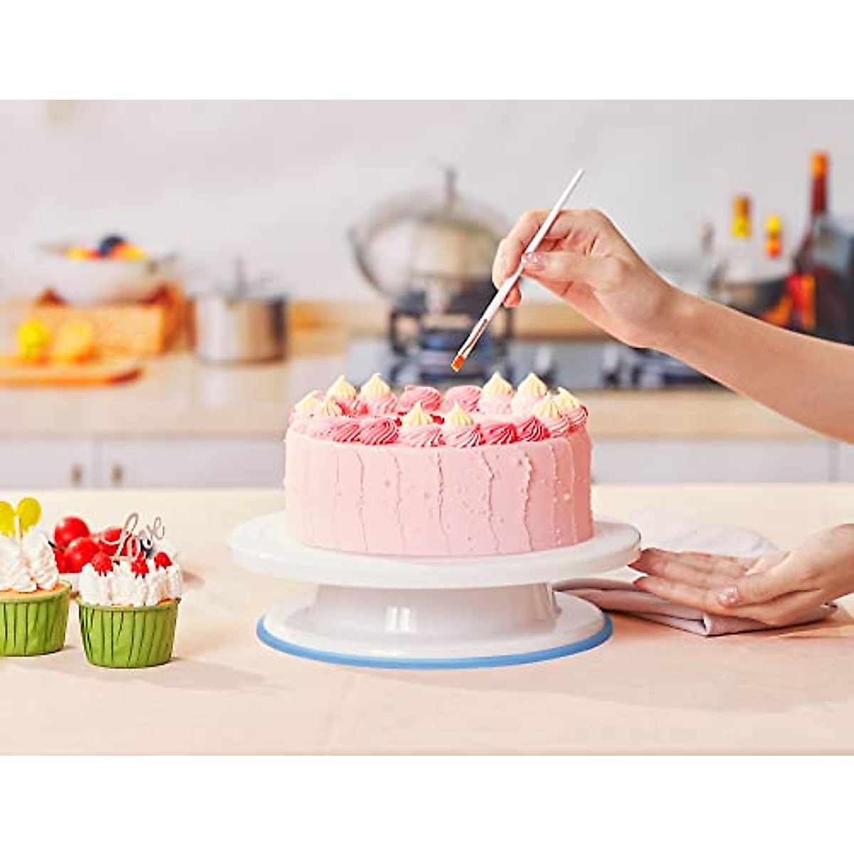 Kootek 71PCs Cake Decorating Supplies Kit, Cake Decorating Set with Cake Turntable, 12 Numbered Icing Piping Tips, 2 Spatulas, 3 Icing Comb Scraper, 50+2 Piping Bags, and 1 Coupler for Baking