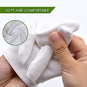 GRIMSON 6Pairs Large Size White Cotton Gloves Thickened Stretchable Glove for Coin Jewelry Silver Inspection