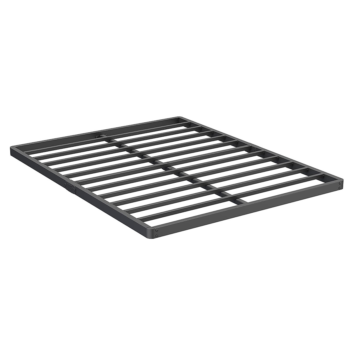 Askeld King Bunkie-Board Only, 2 Inch Low Box-Spring with Steel Slats, Quick Lock Metal Frame Bed-Slat Replacement, Noise Free Mattress Surpoort Base, Upholstered Bed Accessories, Black