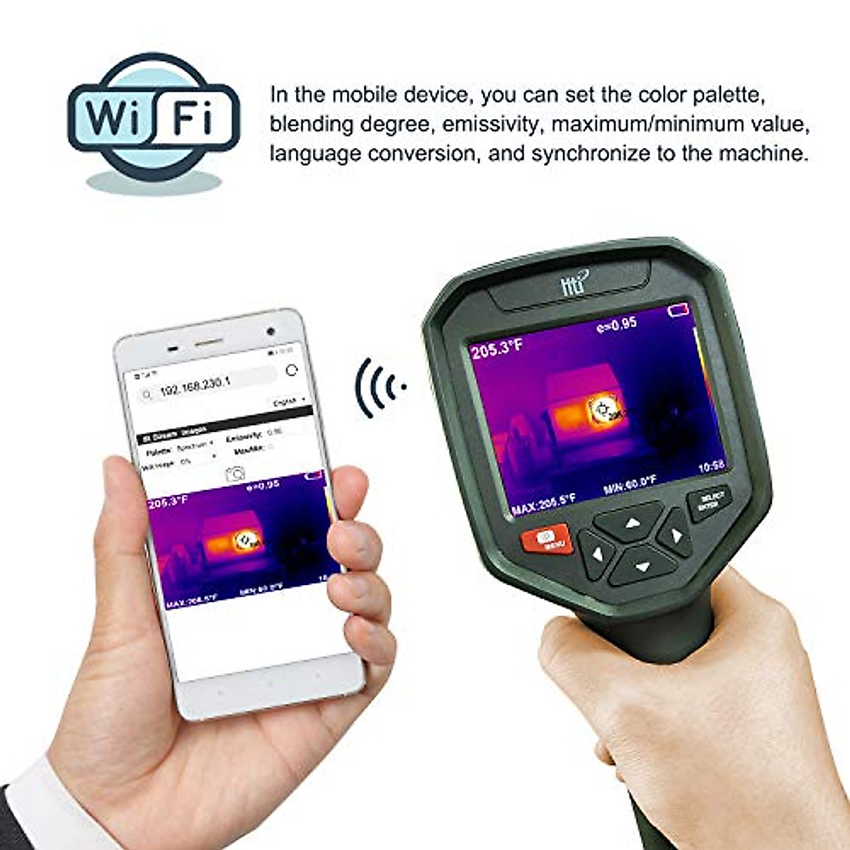 Hti-Xintai 384 X 288 Resolution Thermal Camera Imager with 3.5” TFT Display Screen, Infrared Imaging Camera with WiFi, Built-in 8GB Digital Storage and Adjustable Focus Thermal Camera with 25HZ