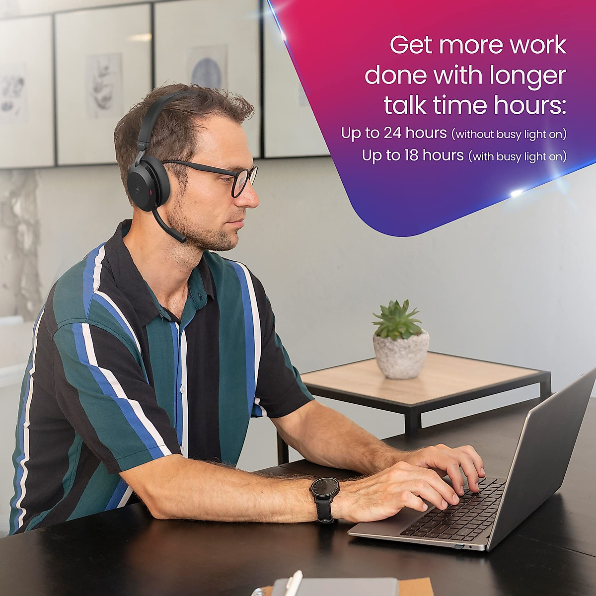 Jabra Evolve2 75 Wireless Headset Stereo UC with Charge Stand, Bluetooth Dongle, Compatible with Zoom, Webex, Skype, Smartphones, Tablets, PC,MAC, 27599-989-989, Global Teck Gold Support Plan Bundle