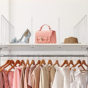 SEHERTIWY Shelf Dividers, 18 Pack Metal Closets Shelves Organizer, Wood Shelf Divider for Clothes, Book and Bedroom Organization