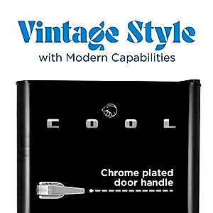 Commercial Cool CCRRD45HB 4.5 Cu. Ft True Freezer, Vintage Style, Retro Fridge with 2 Slide-Out Glass Shelves,Black Refrigerator