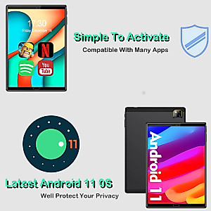 Tablet 10 inch, Android 11.0 GMS Tablets with 4GB RAM 64GB Storage, 128GB Expandable, Quad Core, 10" 1280x800 IPS HD Screen, 6000mAh Battery, 13 MP Camera Support 5.0 Bluetooth, GPS, Dual Wifi 5G＆2.4G