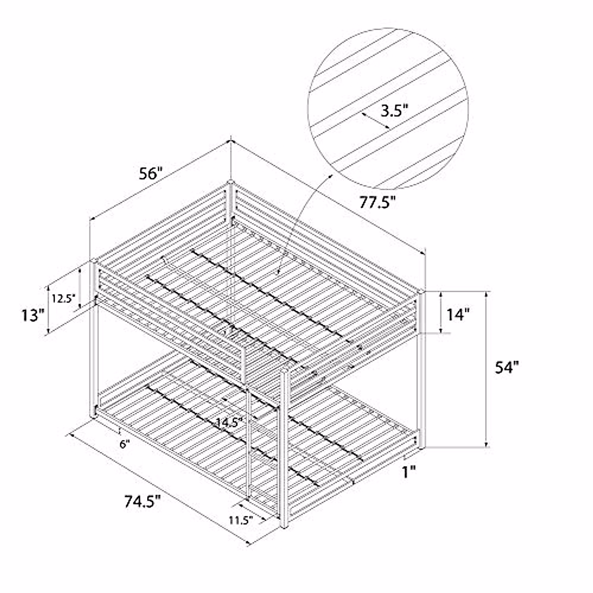 DHP Miles Metal Bunk Bed, Black, Full over Full
