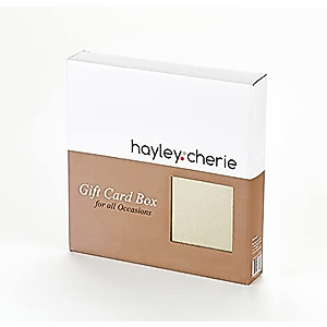 Hayley Cherie - Gold Gift Card Box with Black Foil Design- Textured Finish - Large Size 10" x 10" - For Wedding Receptions, Baby & Bridal Showers, Graduations, Birthdays, 21st Parties, Money