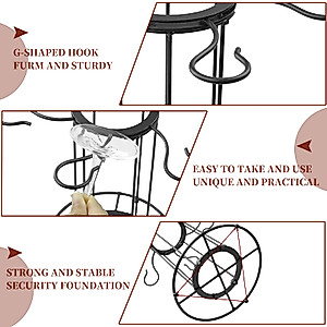 Metal Countertop Wine Glass Rack, Tabletop Bottles Stemware Storage Display Holder Holds 6 Cups 1 Bottle, Freestanding Wine Glasses Stand for Kitchen Home Bar Cabinet Pantry Decor (Style 1)