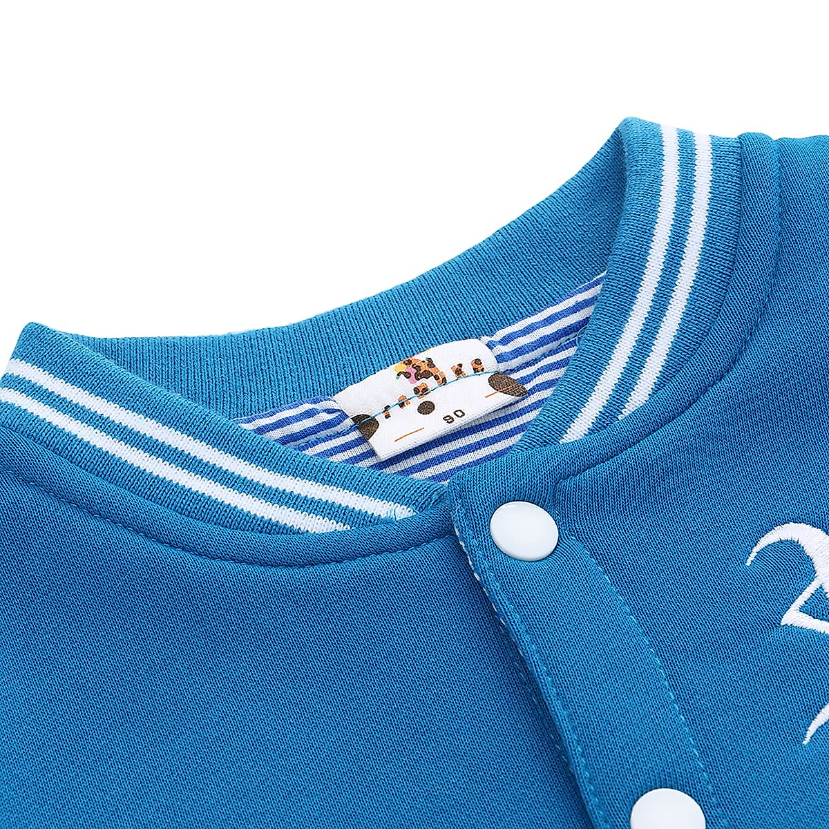 famuka Baby Boy Girl Baseball Coat Toddler Casual Varsity Jackets (Blue, 12-18 Months)