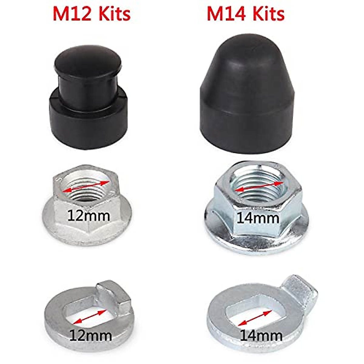 ATOZS E-Bike Electric Bicycle Hub Motor Axle M12 Front Lock Nut/Lock Washer / /Nut Cover with 12mm Shaft