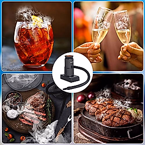 BORUIT Smoking Gun with 90g Oak Wood Chip and Accessories,Indoor Mini Smoker Gun Infuser for Sous Vide Meat Salmon Cocktails Drink Cheese BBQ Grill,Perfect for Foodie Gifts（Black)