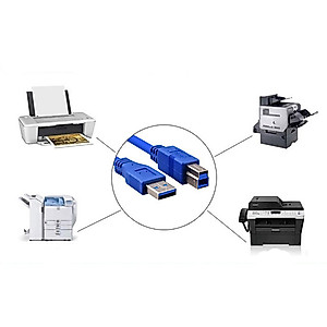 Bluwee USB 3.0 Cable - Type A-Male to Type B-Male - 2 Feet (0.6 Meters) - Round Blue