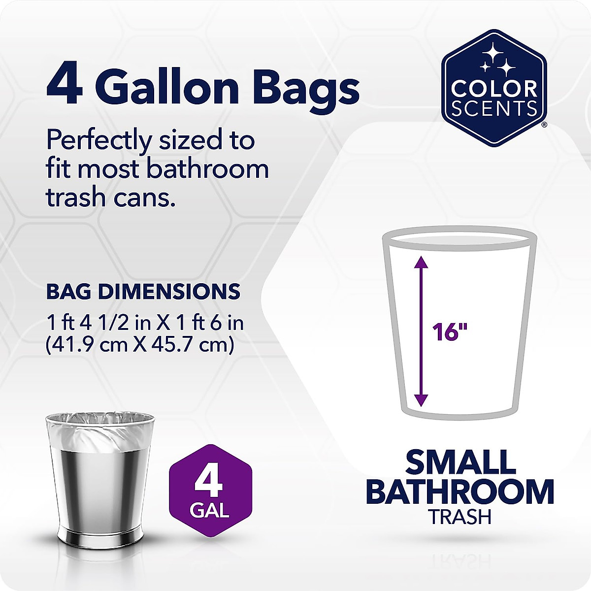 Color Scents Small Trash Bags - 4 Gallon, 80 Bags (1 Pack of 80 Count), Twist Tie - Lavender Bag in Lavender Scent with Microban