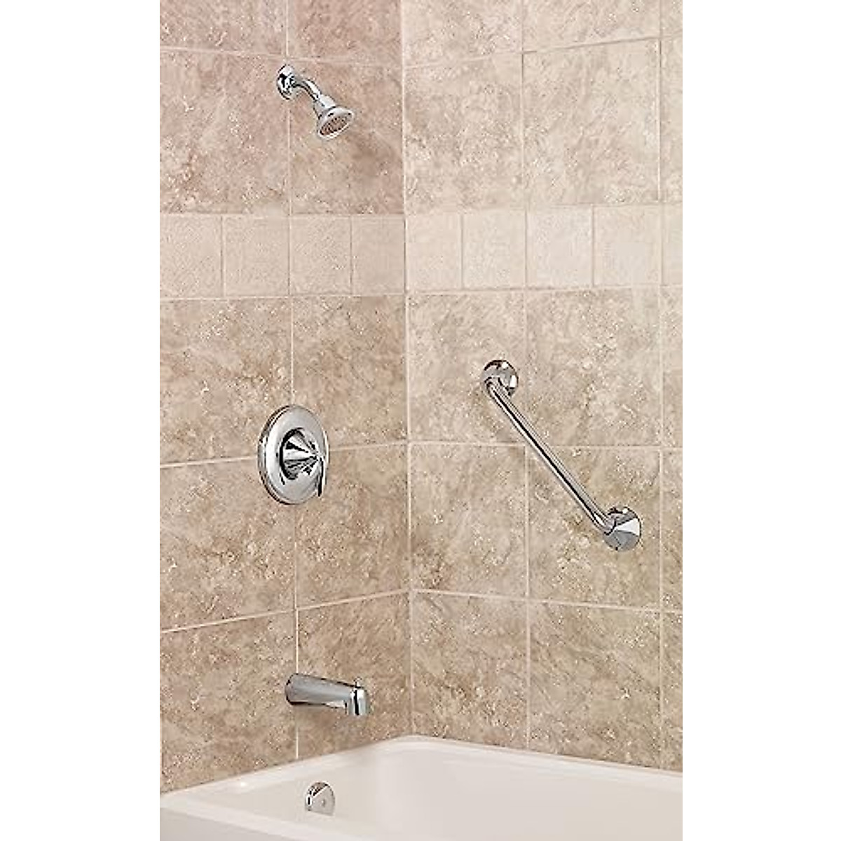 Moen Eva Brushed Nickel Posi-Temp Single-Handle Tub and Shower Trim Kit with Shower Head, Shower Arm, Tub Spout, and Lever Handle, (Valve Required), T2133BN