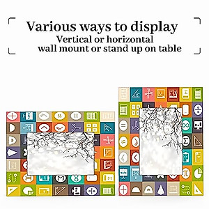 Yzrwebo Math Tools 5x7 Picture Frame Math Symbols Wood Photo Frames High Transparent Horizontal and Vertical Tabletop Display or Wall Mounting for Family Home Gallery Office