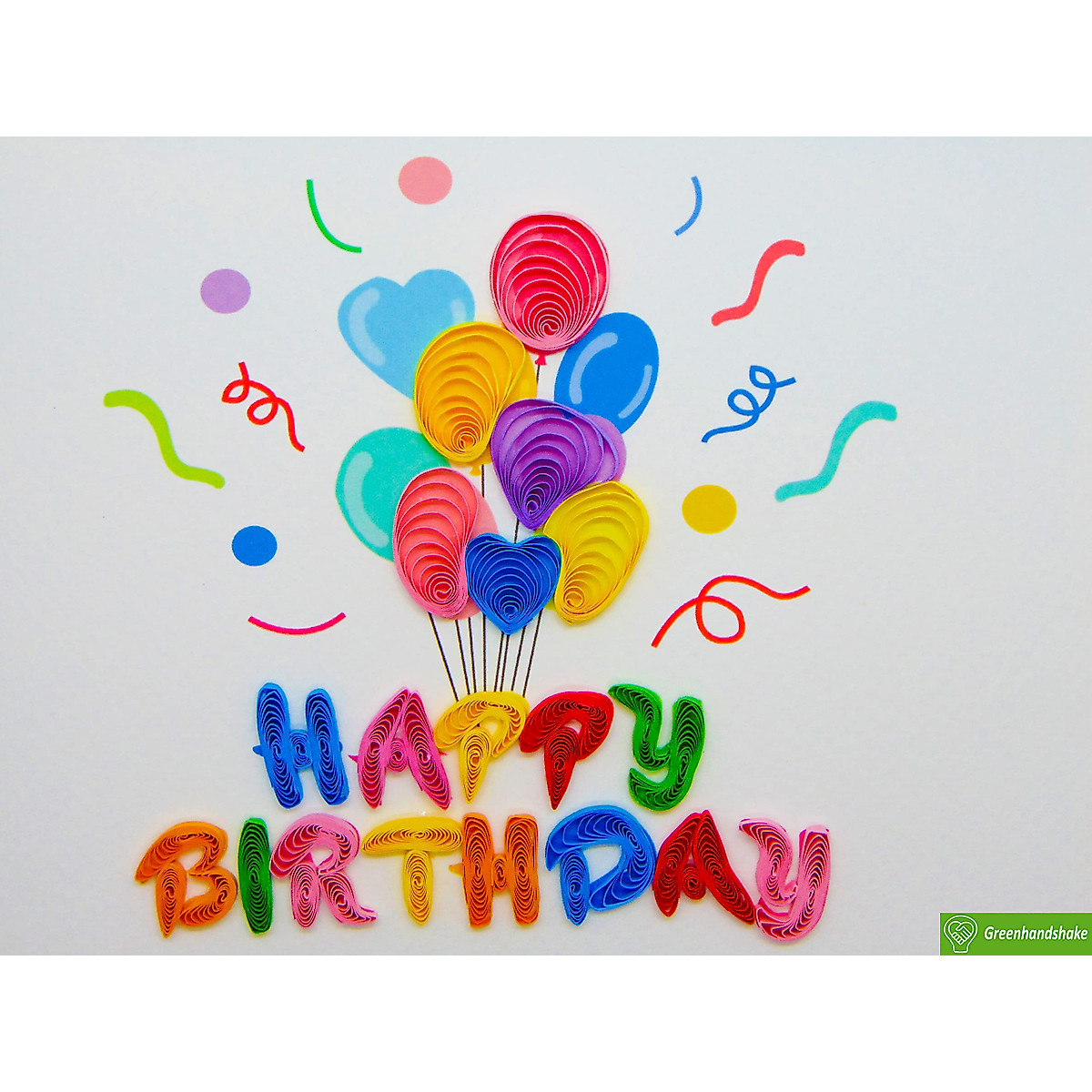 Happy Birthday Balloons, Quilling Card 3D,Unique Dedicated Handmade, Design Greeting Card for Birthday, Valentine's Day, Mothers Day, Spring, Fathers Day, Graduation, Wedding, All Occasion,6"x6"