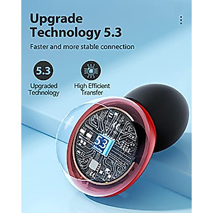 Wireless Earbuds Upgraded 5.3 Headphones with LED Power Display Charging Case IPX7 Waterproof Ear Buds in-Ear Earphones with Microphones for Android Gaming PC Computer Laptop TV Sport Music