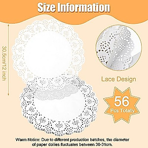 100 Pieces Paper Doilies, 12 Inch Doilies for Food, Disposable Lace Paper Doilies for Tables, Round Paper Placemats Bulk for Cakes Desserts Crafts(White)