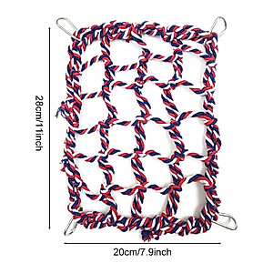 MiOYOOW Pet Climbing Rope Net, Rat Bird Climbing Rope Net Hamster Activity Toy with 4 Metal Hooks for Hamster Mouse Ferret Gerbil Chinchilla Play