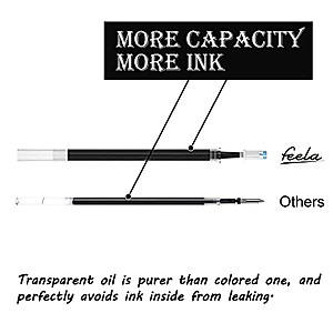 feela 52 Pack Retractable Black Ink Gel Pens, Premium Medium Point Rollerball Pens for Smooth Writing with Comfort Grip(19 Black with 27 Refills+1 Blue with 2 Refills+1 Red with 2 Refills)