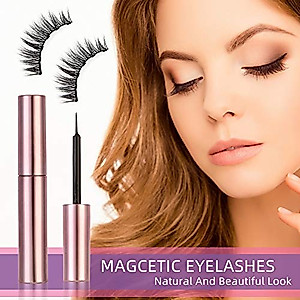 Magnetic eyelashes with eyeliner Kit,5 Pairs Different Reusable Magnetic Lashes,Natural Look False Lashes with Tweezers and Eyeliner