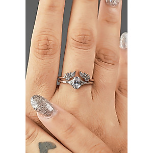 Dfine Jewelry Store Marquise Cut Moissanite Diamond Wedding Band for Women Open Curved Ring Enhancer Guard Promise Bridal Engagement Stack 925 Sterling Silver Size 6.5