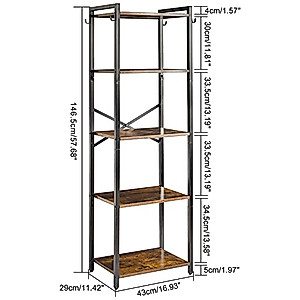 YMYNY Bookshelf, 5-Tier Ladder Shelf Organizer, Narrow Shelving Unit, Corner Storage Racks, Large Capacity Bookcase, for Home Office Living Room Balcony Bathroom, 57.7" H, Metal Frame,UHBC005H
