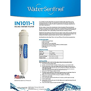 WaterSentinel WS-IN1011-1 10 Inch Inline GAC Water Filter, 1/4 INCH FNPT