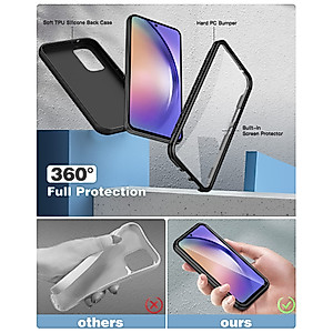 FNTCASE for Samsung Galaxy A54 5g Case: Shockproof Protective Silicone Phone Cases - Slim Full Protection Cell Phones Cover with Screen Protector - Dual Layer Rugged Cell Covers Black