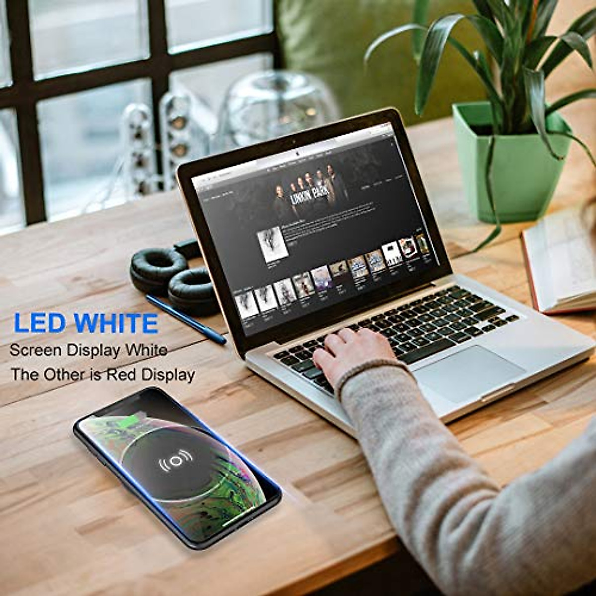 i.VALUX Desk Wireless Charger, 15W Fast Wireless Charger Compatible with iPhone 14/13/12/11/11 Pro/Xs Max/XR/Galaxy 10/S10+/S9/S9+,Hidden Embed in Furniture Desk Grommet Hole Qi Wireless Charger