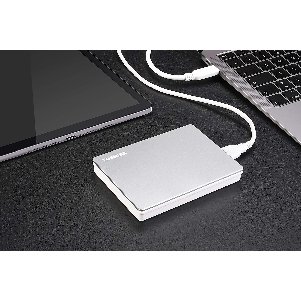 Toshiba Canvio Flex 1TB Portable External Hard Drive USB-C USB 3.0, Silver for PC, Mac, & Tablet - HDTX110XSCAA