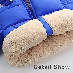 LAVIQK 1-7 Years Baby Boys Girls Toddlers Winter Coats Puffer Jacket with Removable Fur Hooded Down Snow Jacket Warm Fleece Coat Outerwear